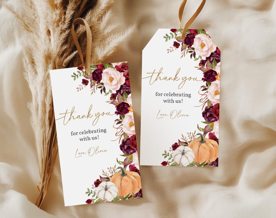 Thank You Gift Tags: Pumpkin Design - Editable 1st Birthday - Etsy