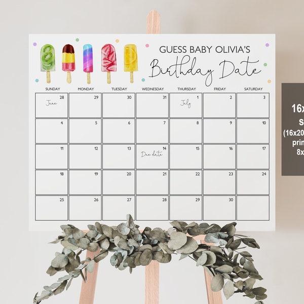 Baby Pool Calendar Template Printable - Etsy