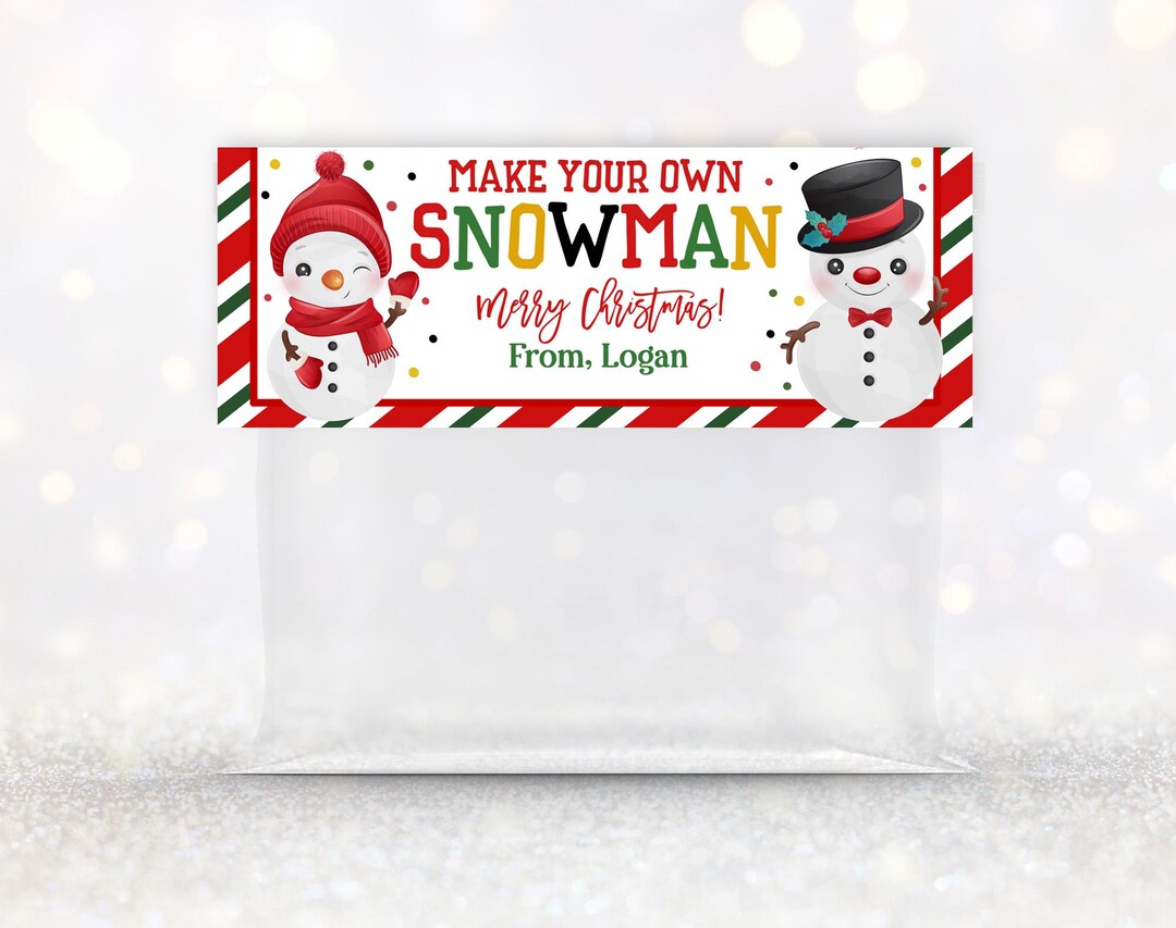 Christmas Printable Make Your Own Snowman Bag Topper Christmas Favor ...