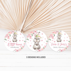 Editable Rabbit Baby Shower Cupcake Toppers Bunny Party Decoration ...