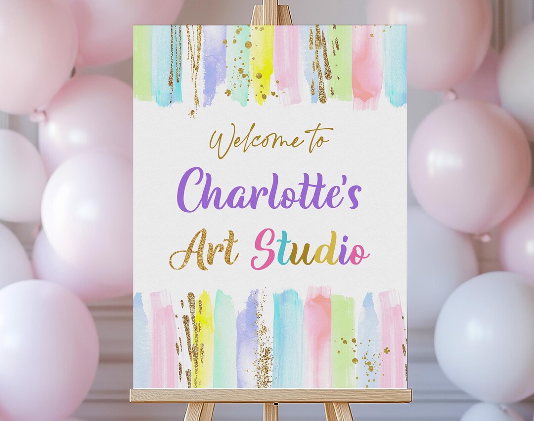 Art Birthday Party Welcome Sign Painting Party Welcome Poster Editable ...