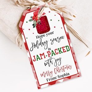 Christmas Jam Gift Tag Neighbor Teacher Classroom PTA PTO Holiday Tags ...