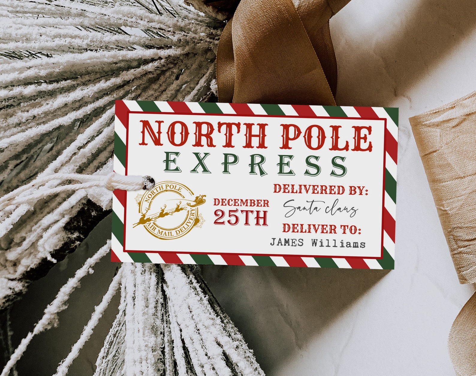 Christmas Gift Tag North Pole Express Tag Stickers Santa Gift - Etsy