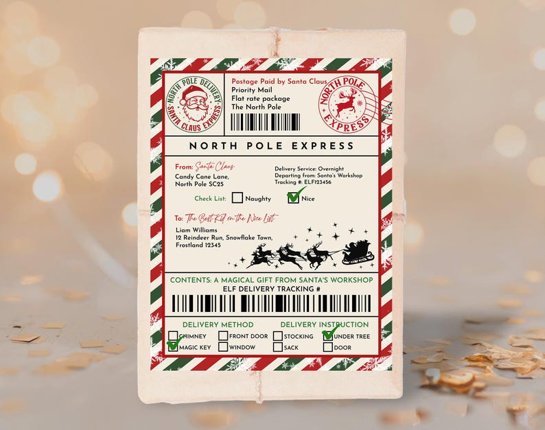 Santa Shipping Labels: Editable North Pole Mail Stickers Chl9 - Etsy