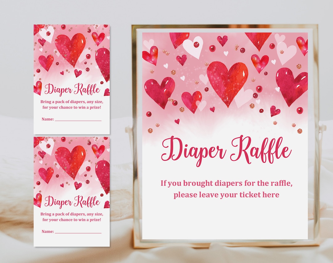 Sweetheart Diaper Raffle Card and Sign Valentines Day Baby Shower ...