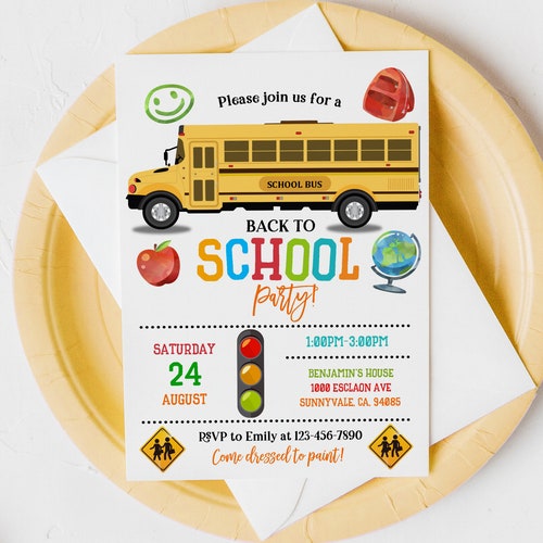 Back to School Party Invitation Template Editable Printable - Etsy