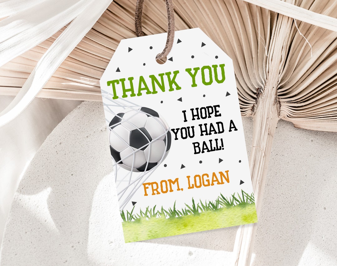 Soccer Birthday Favor Tags Thank You Tag Soccer Party Favor Label ...