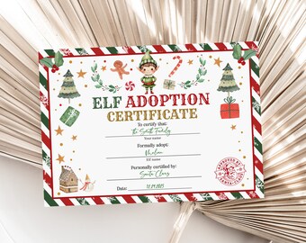 Editable Elf Adoption Certificate Instant Download Elf - Etsy