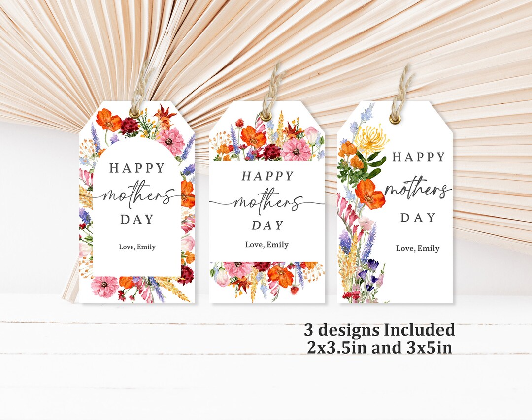 Editable Mother's Day Gift Tags 3 Styles Mothers Day Spring Floral Mom ...