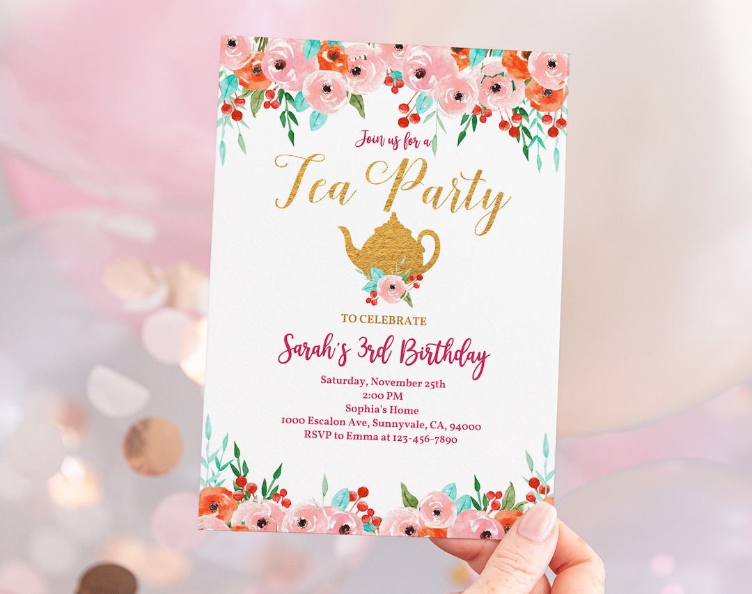 Tea Party Birthday Invitation Floral High Tea Invite Time for Tea ...