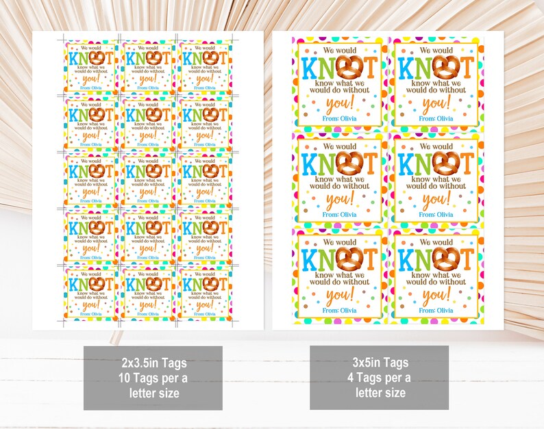 Teacher and Nurse Gift Tag: Pretzel Knot Design (editable Printable ...
