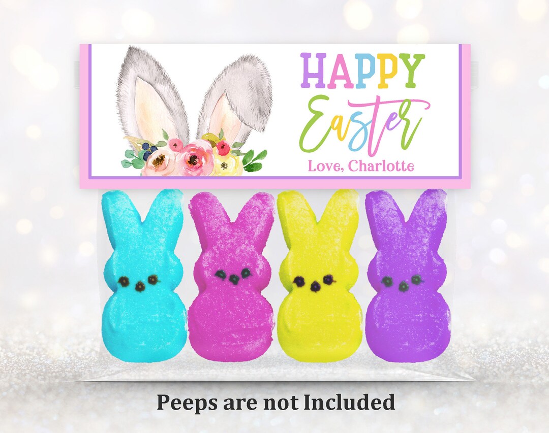 Easter Treat Bag Toppers Classroom Favor Happy Easter Peeps - Etsy