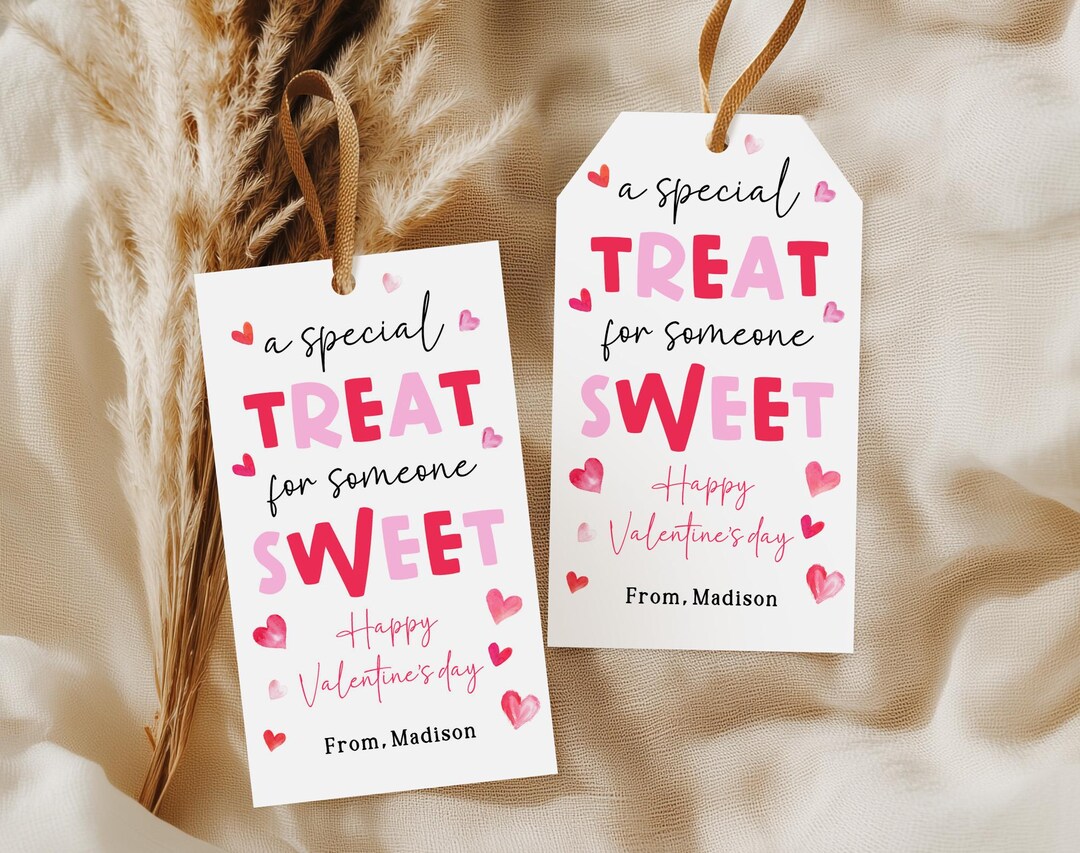 Valentine Gift Tag, Printable Sweet Treat (editable, 2.5x3in) Vat114 - Etsy