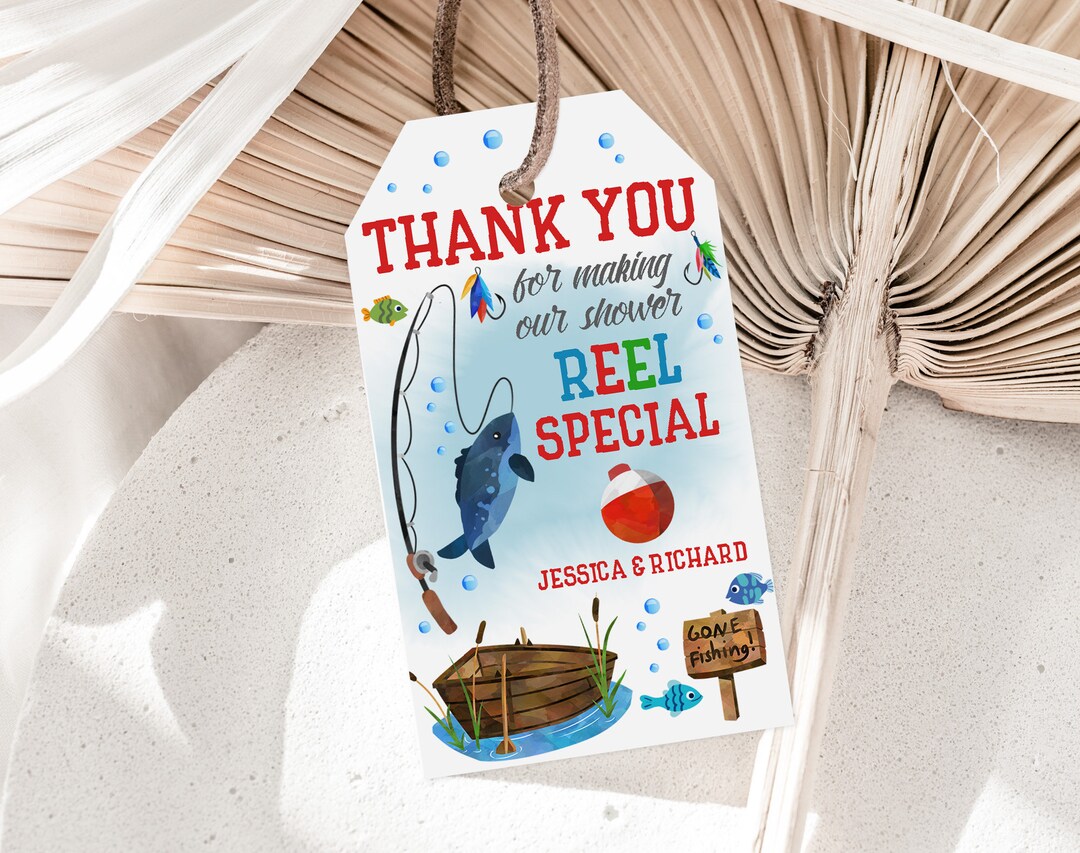 Editable Fishing Baby Shower Favor Tag Fishing Thank You Tag Reel ...
