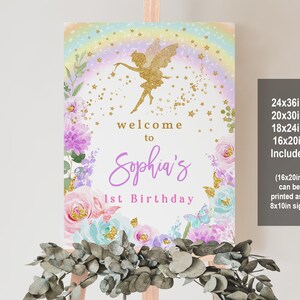 Fairy Birthday Party Welcome Sign Fairy Princess Welcome Poster ...