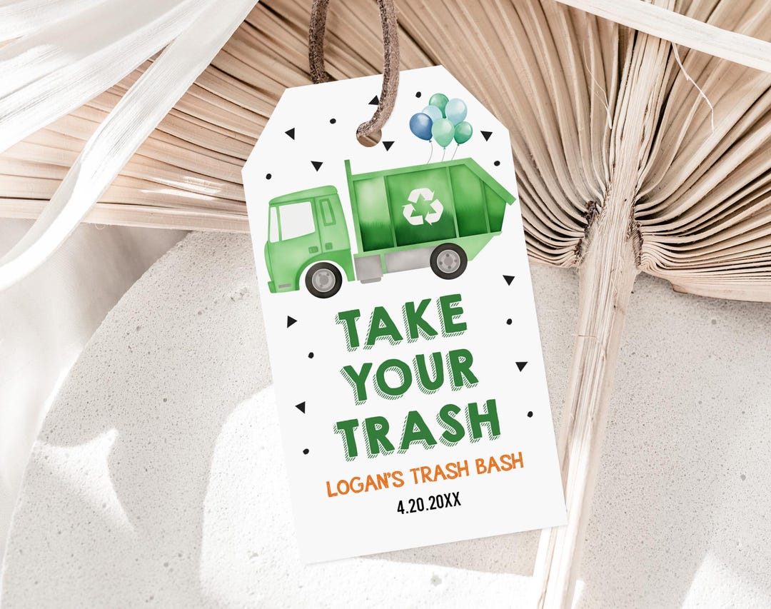 Garbage Truck Party Tags: Printable Birthday Favor Labels (editable ...