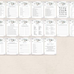 Editable Blue Polar Bear Baby Shower Game Bundle Winter Wonderland Baby ...