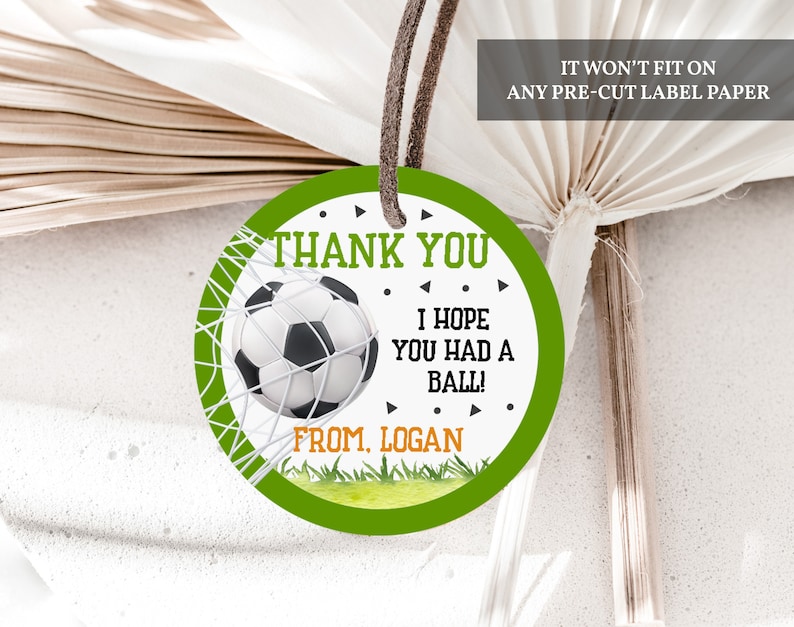 Soccer Party Favor Labels - Editable Thank You Stickers for Kids Bir245 ...