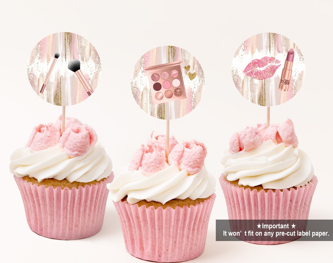 Spa Birthday Party Cupcake Toppers Makeup Party Cake Toppers Glam Party ...