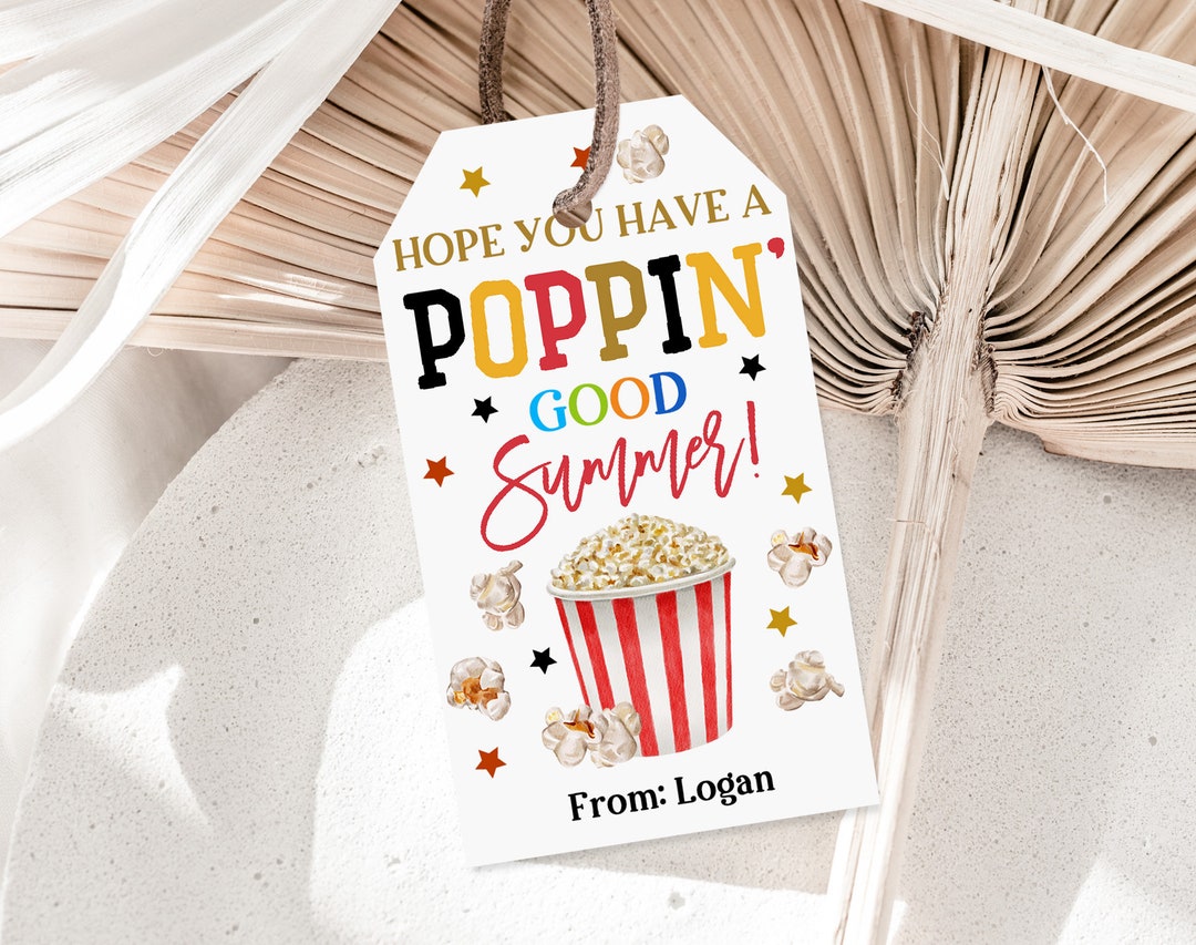 Popcorn Summer Tag End of School Year Gift Tags Teacher Gift Tags ...