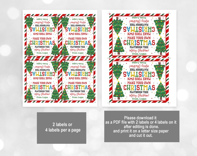 Christmas Printable Make Your Own Christmas Playdough Tree Bag - Etsy