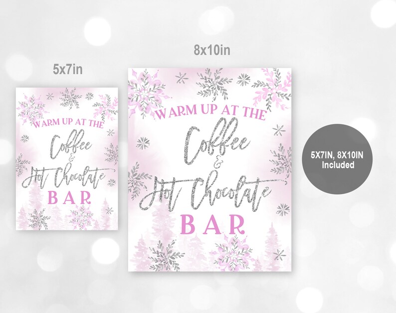 Snowflake Coffee and Hot Chocolate Bar Sign Winter Party Sign - Etsy