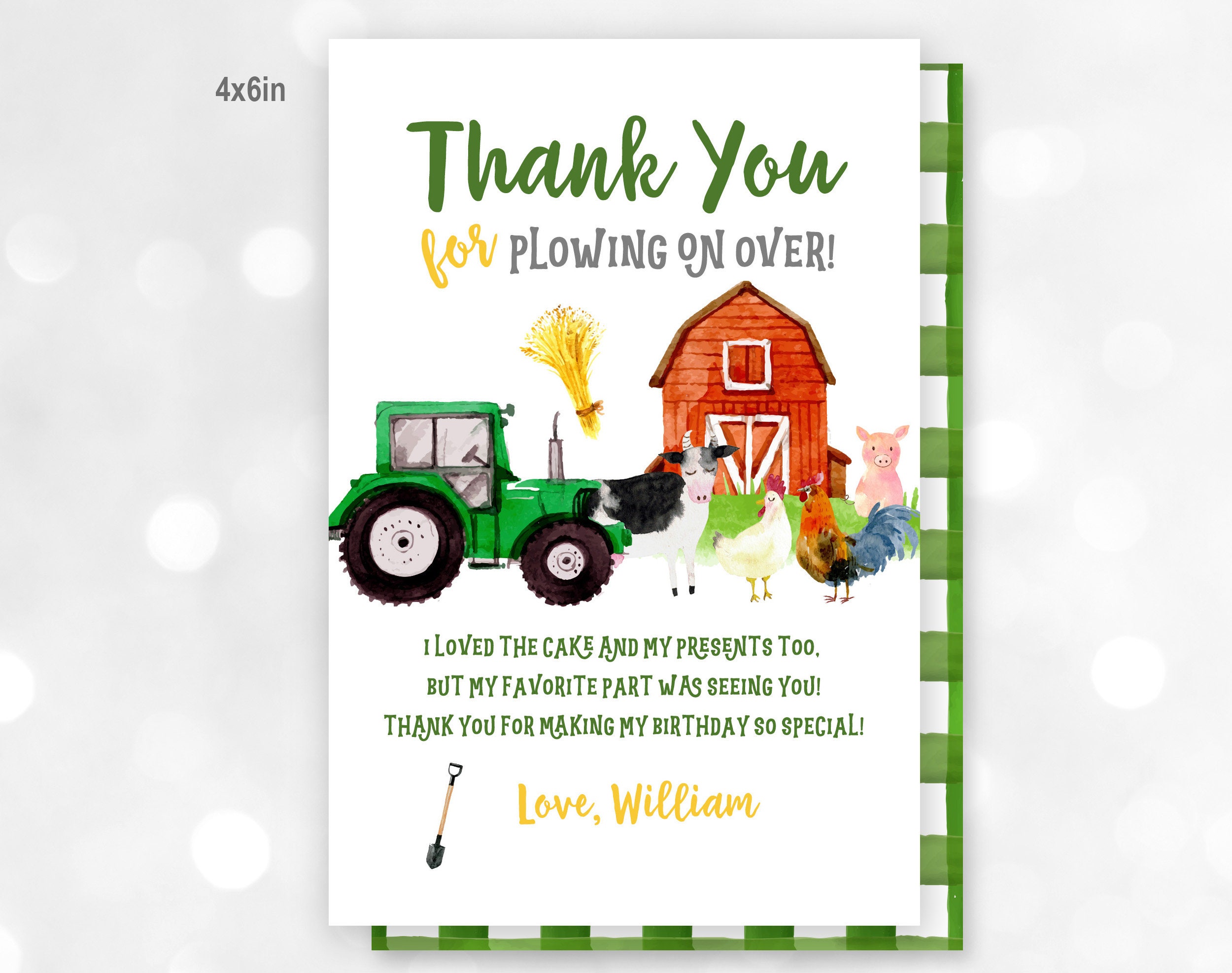 Tractor thank you card/ 5x7in 4x6in Included/ INSTANT | Etsy