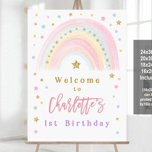 Pastel Rainbow Welcome Sign Rainbow Birthday Welcome Poster Girl ...