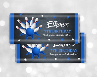 Editable Bowling Candy Bar Wrappers, Bowling Birthday Party Favors ...