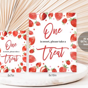 Strawberry Birthday Sign Set Strawberry Party Decor Table Sign Pack Red ...