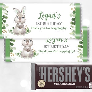 Bunny Birthday Candy Bar Wrapper Rabbit Chocolate Bar Label - Etsy