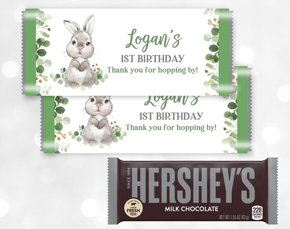 Bunny Birthday Candy Bar Wrapper Rabbit Chocolate Bar Label - Etsy