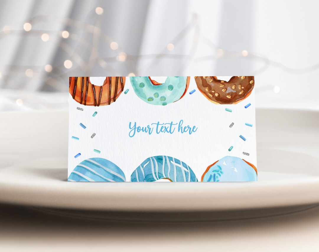 Donut Food Labels Blue Donut Baby Shower Buffet Food Tent Card - Etsy