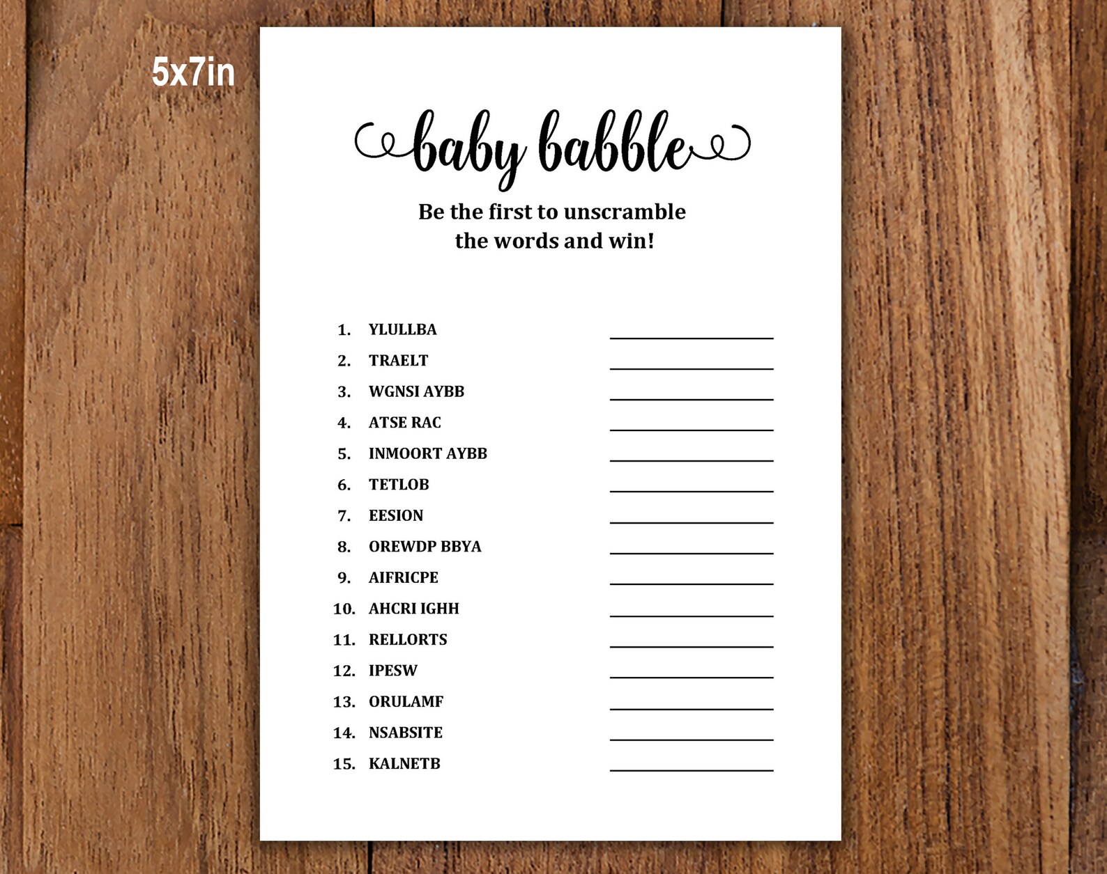 Baby Babble Game/ Printable Game/ Suits for Any Theme Shower/ - Etsy ...
