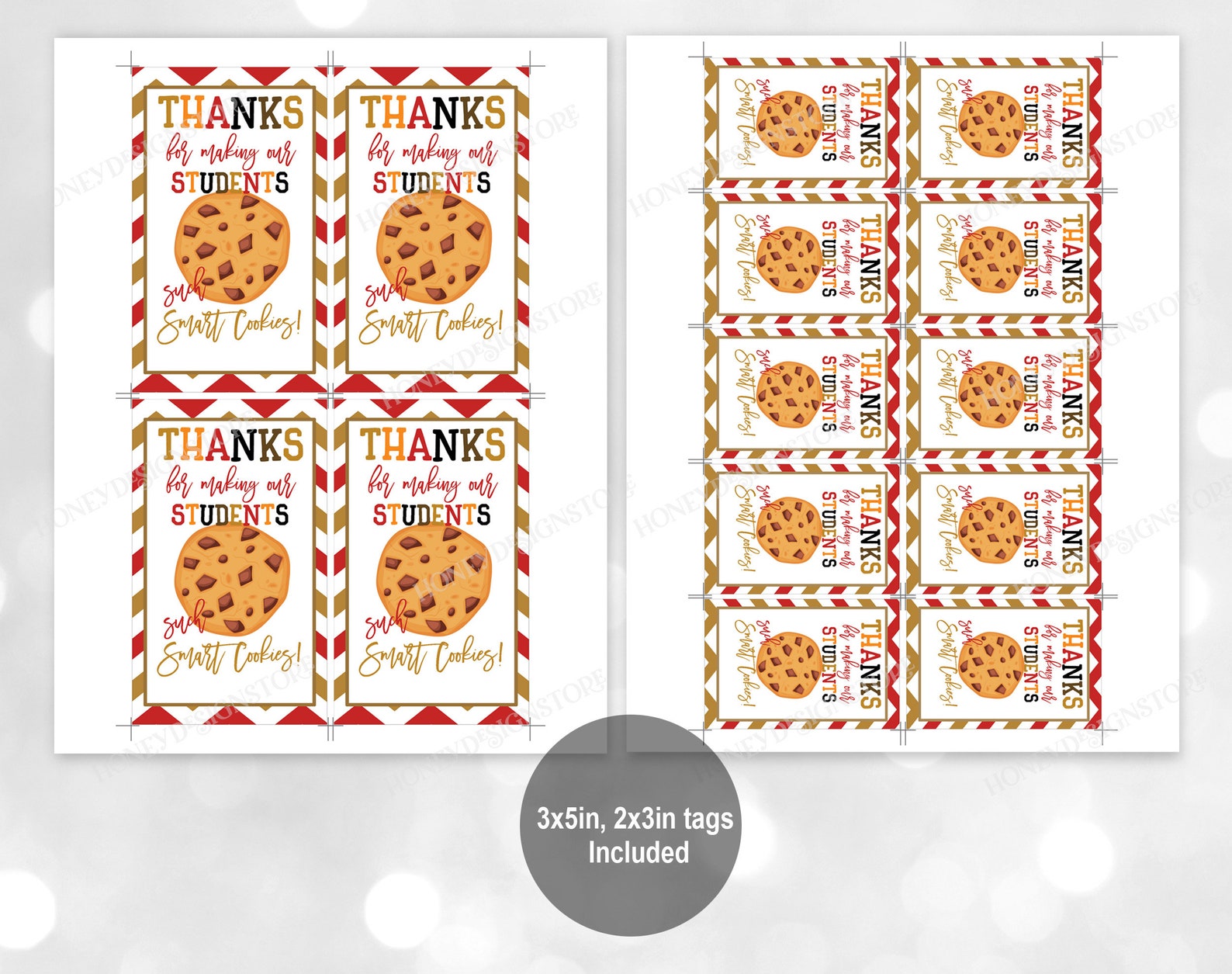 Teacher Appreciation Tags Cookie Teacher Gift Tag Cookie Thank - Etsy