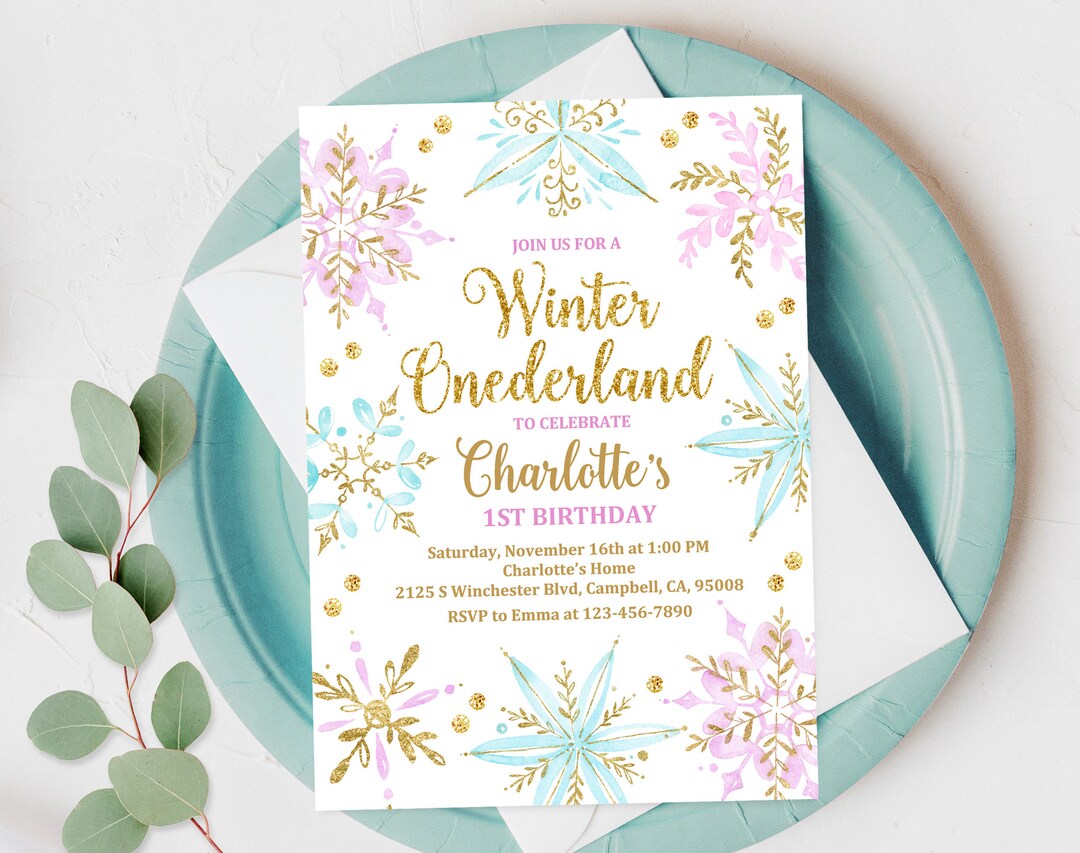 Snowflake Birthday Invitation Winter Party Invite Winter Wonderland ...
