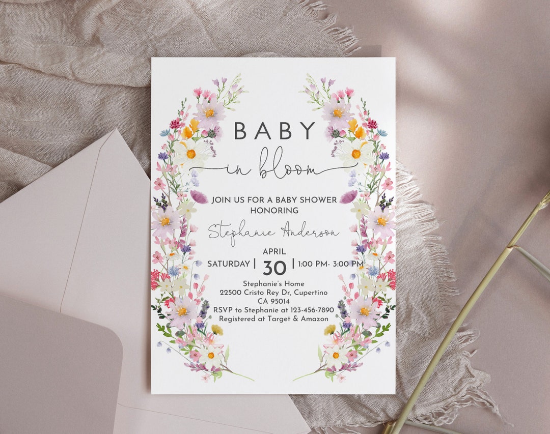 Invitación editable de baby shower floral Bebé en flor baby shower ...