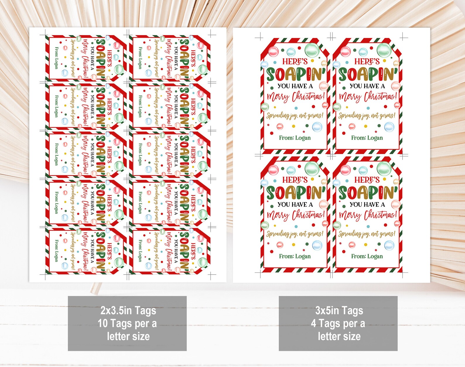 Christmas Hand Soap Gift Tags: Editable Holiday Favor Labels Cht66 - Etsy
