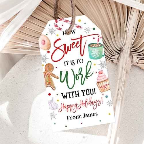 Christmas Coworker Gift Tags How Sweet It is to Work With You - Etsy
