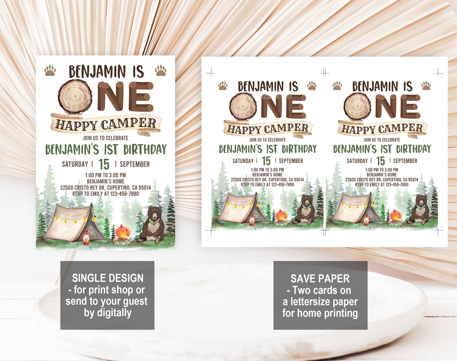 One Happy Camper Invitation Camping Birthday Invite Camper - Etsy