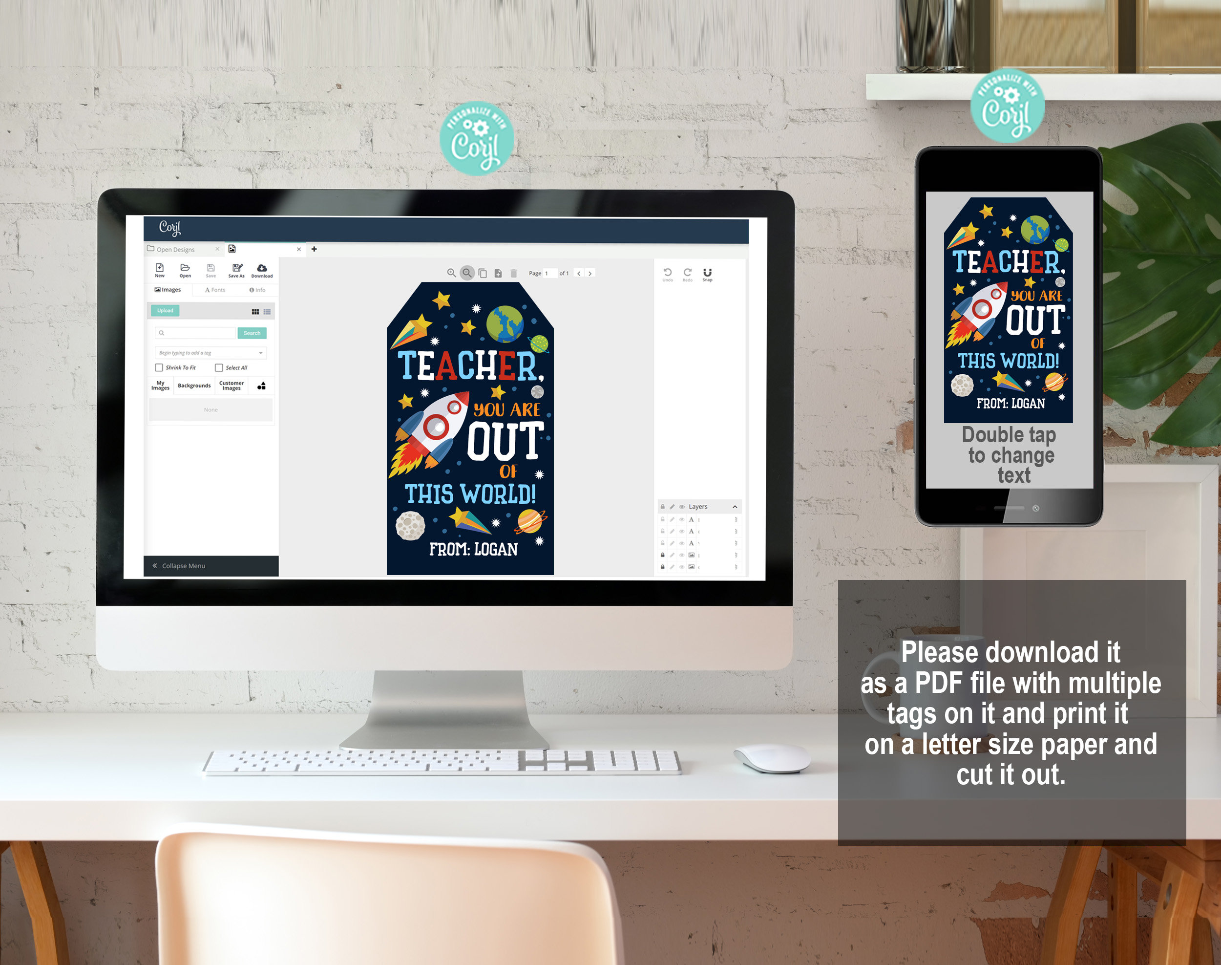 Teacher Appreciation Tags: Outer Space Theme - Editable Printable Est ...