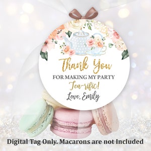 Tea Party Favor Sticker Tag Tea Birthday Baby Shower Thank You Tags Tea ...