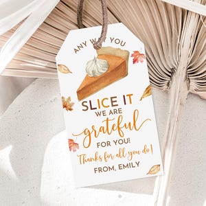 Thanksgiving Gift Tags: Editable Fall Pie Design, Grateful Pumpkin Vat ...