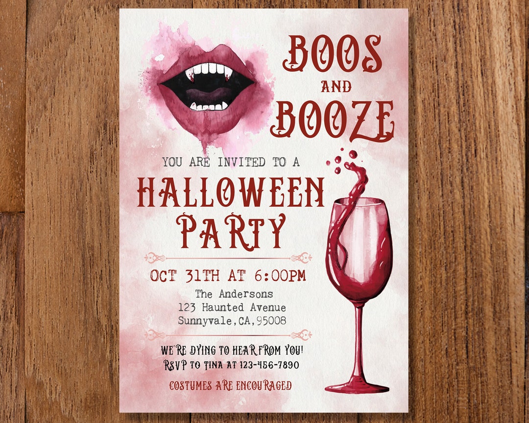 Adult Halloween Invitations Drink Party Halloween Party Invite Editable ...