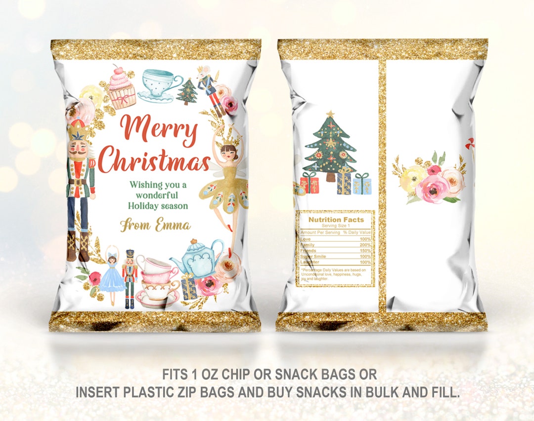 Nutcracker Chip Bag Christmas Party Favor Land of Sweets Birthday Snack ...
