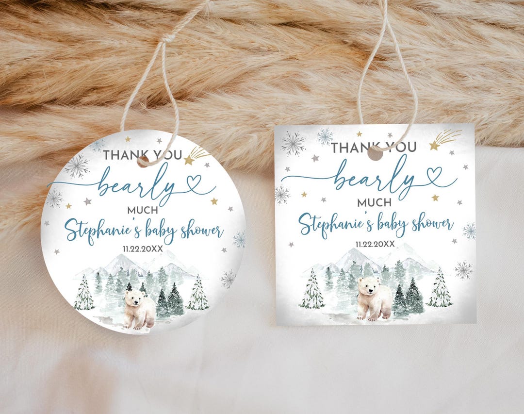 Polar Bear Favor Tags: Winter Wonderland, Editable - Printable Stickers ...