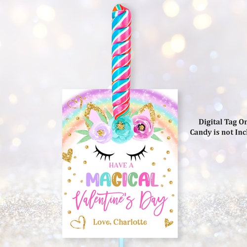Editable Unicorn Valentine Tag Printable Valentines Corjl - Etsy