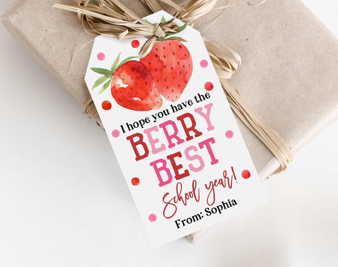 Back to School Gift Tag: Strawberry Design - Editable Printable ...