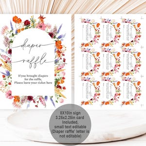 Baby in Bloom Diaper Raffle Sign and Ticket Wildflower Baby Shower ...