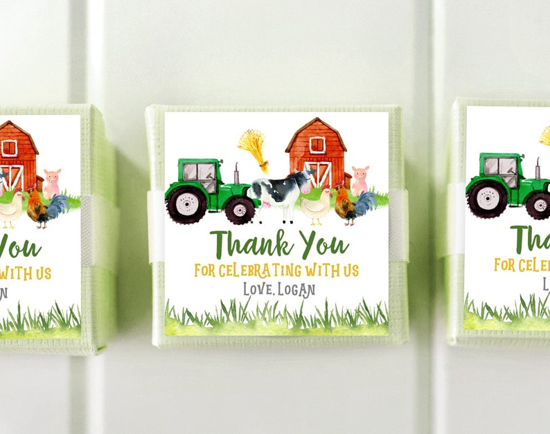 Tractor Favor Tag Sticker / Farm Round Square Included/ | Etsy